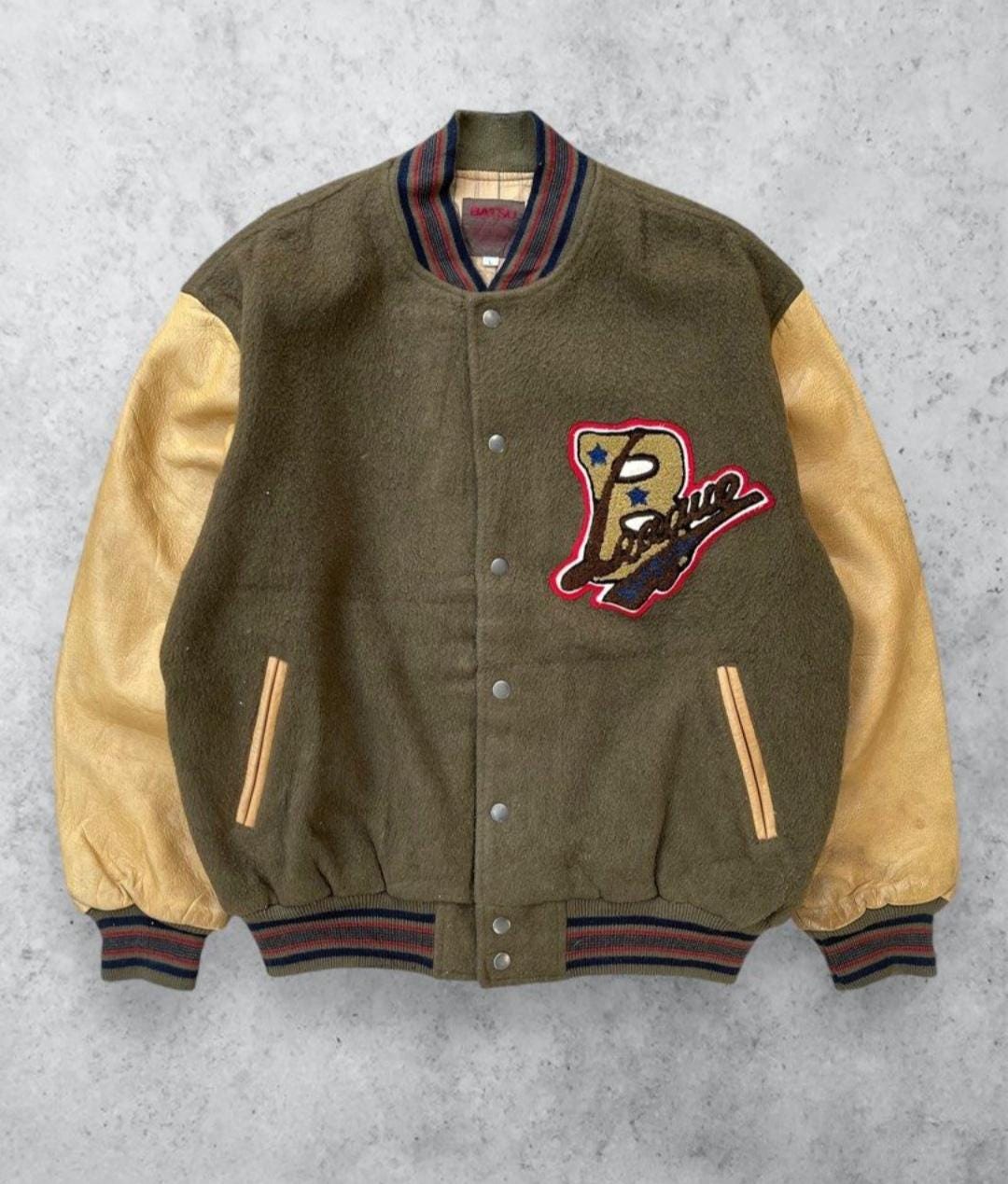 Vintage Batsu Japan Leather Sleeve Varsity Jacket - Etsy