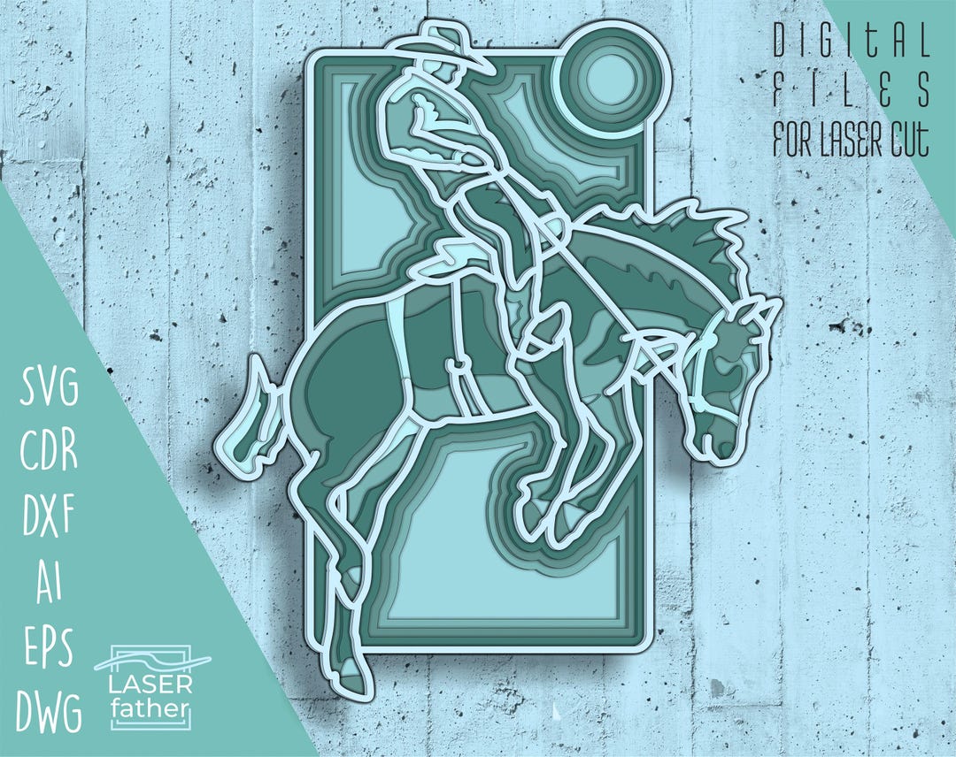 Rodeo SVG, 3D Cowboy Silhouette, Laser Cut Files (digital Download) - Etsy