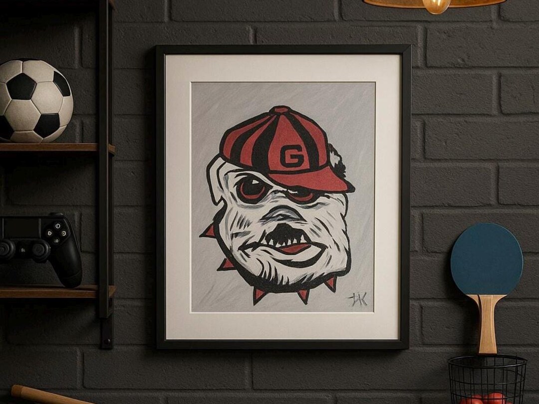 UGA Bulldog Art Print: University of Georgia Wall Art, Matted 11x14 - Etsy