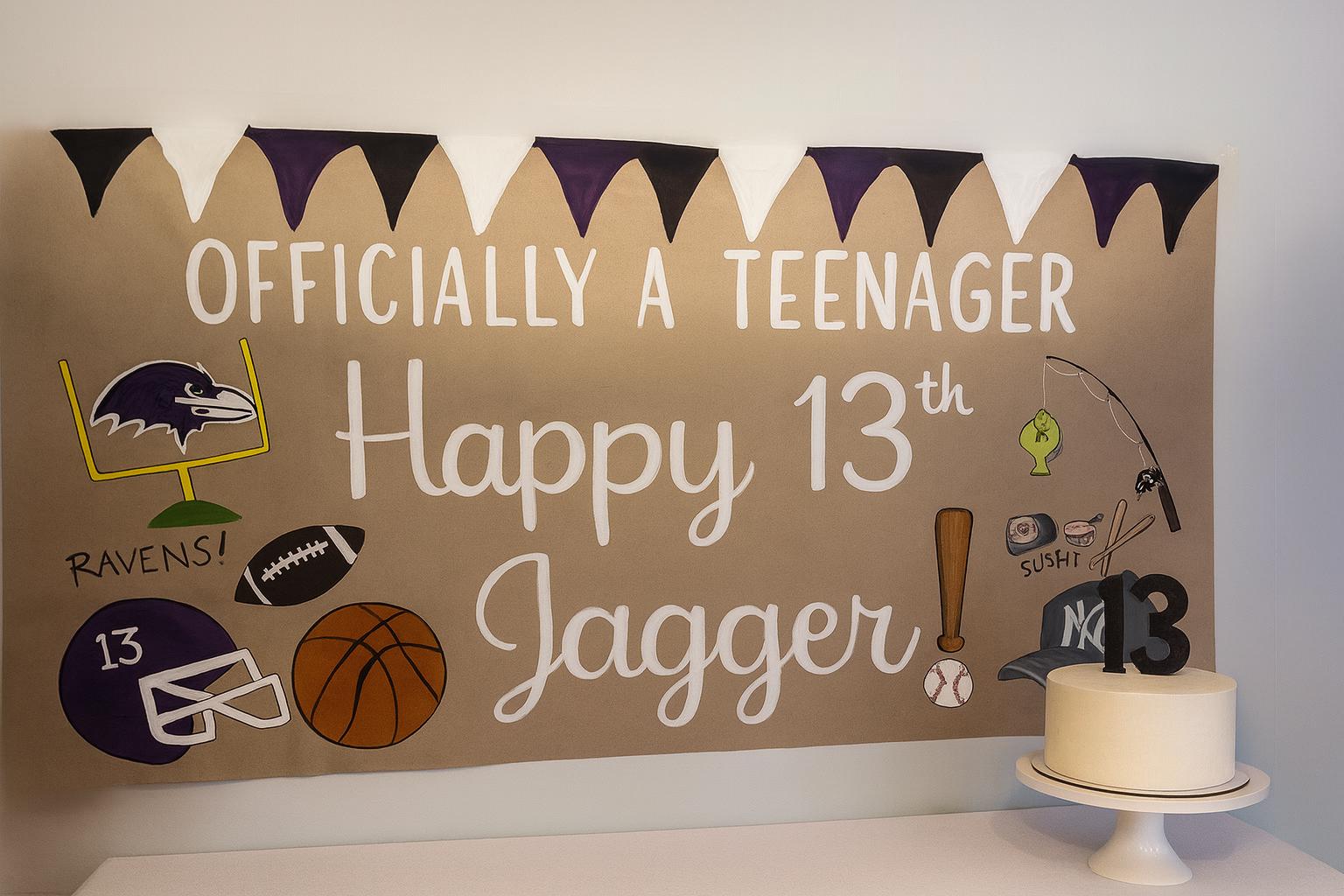 Personalized Sports Theme Birthday Banner: Hand-painted Kraft Paper ...