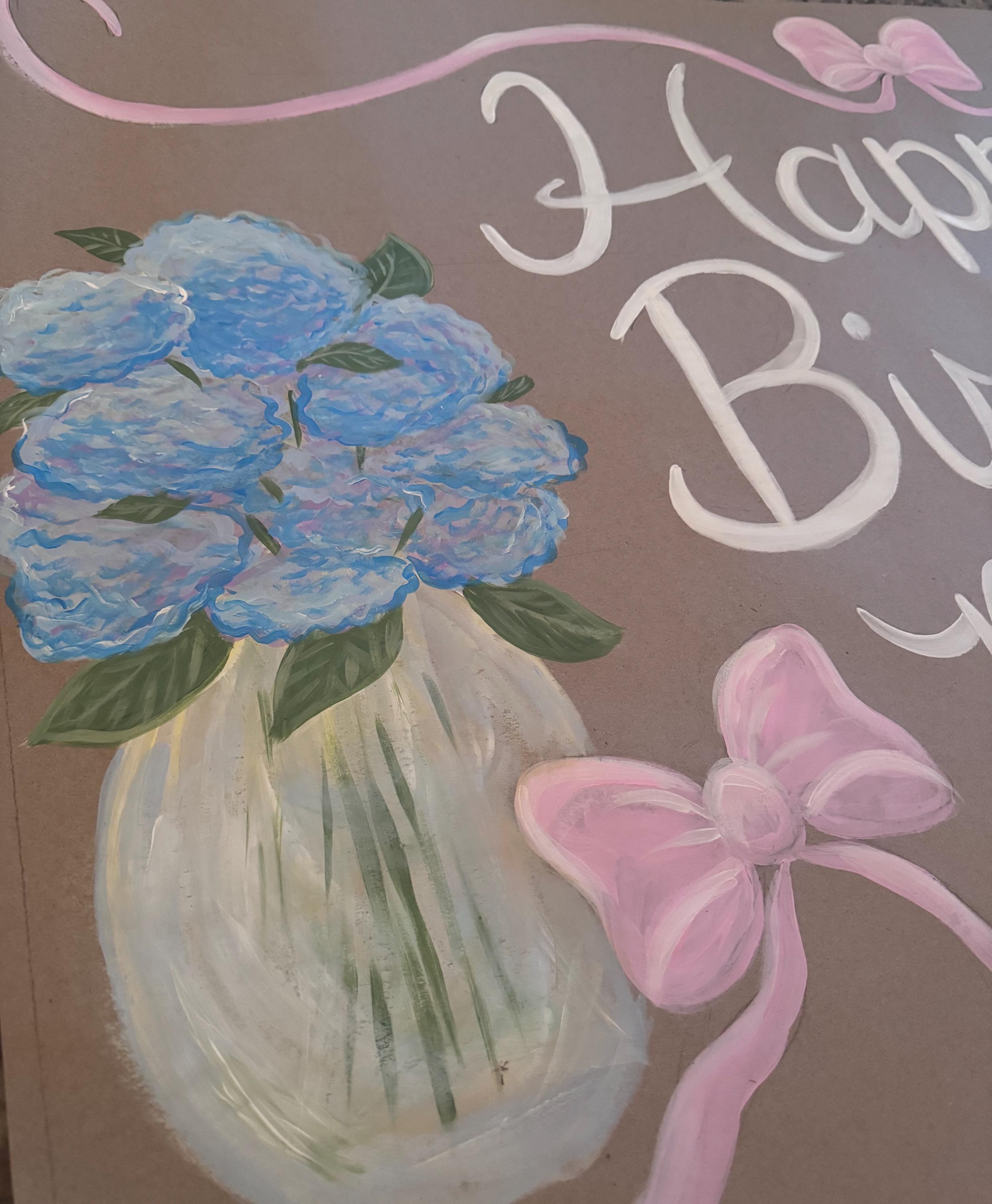 Custom Hand-painted Birthday Banner | Unicorn, Bow, Floral Party ...