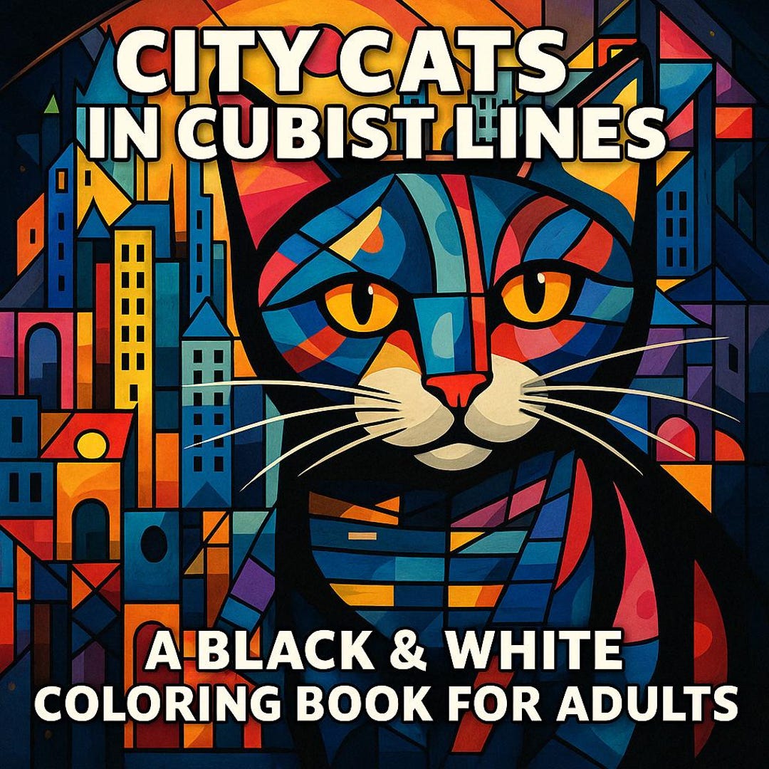 City Cats in Cubist Lines – A Black & White Coloring Book for Adults 32 ...