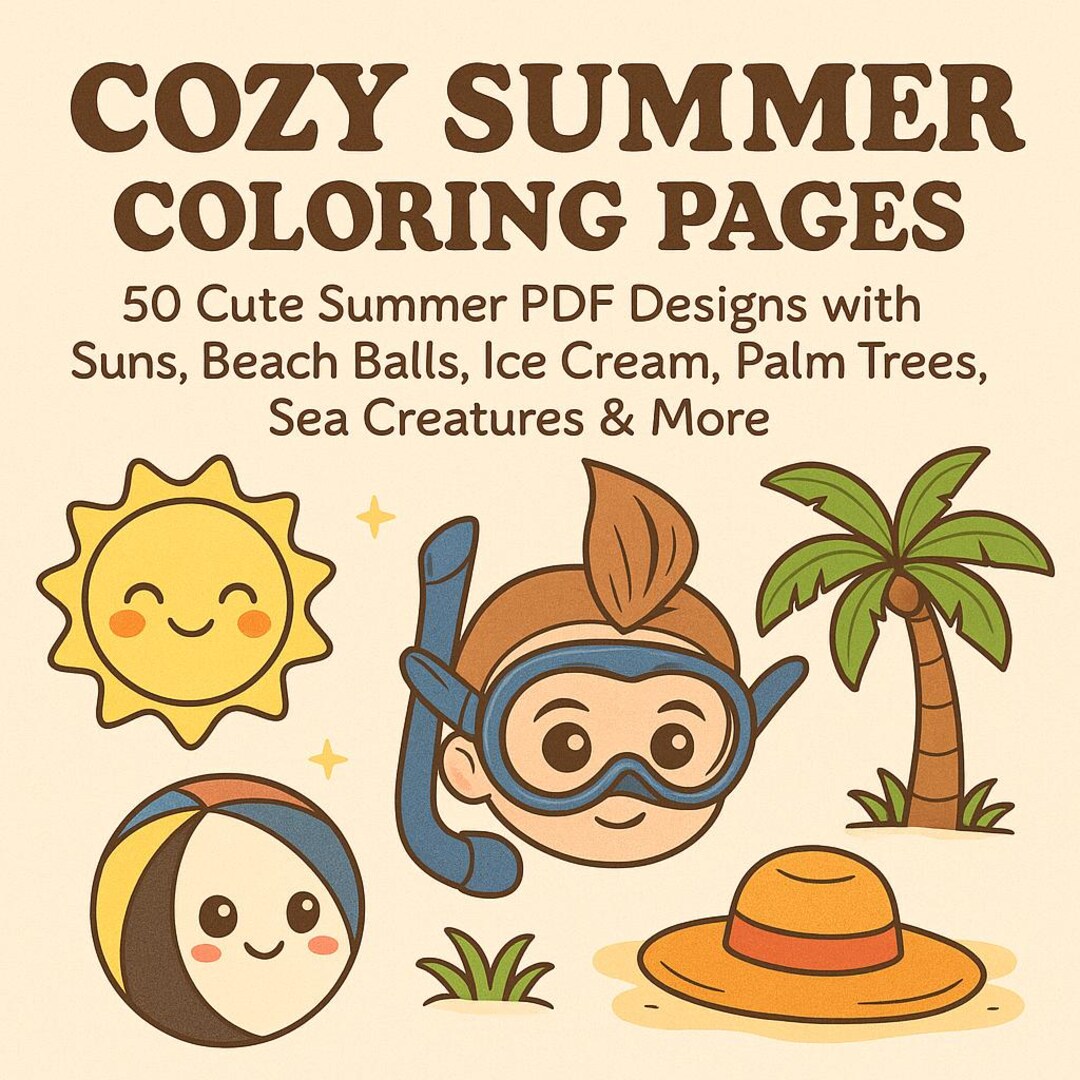 Cozy Summer Coloring Pages - 50 Cute Summer PDF Designs With Suns ...