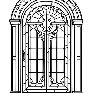 Stained Glass Windows, Doors & Facades – 35 Coloring Pages (printable ...