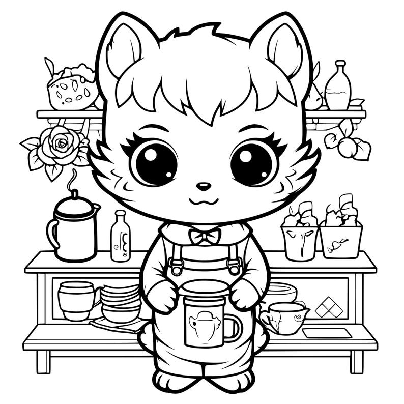 Cozy Cat Coloring Pages – Printable Bundle of 33 Cute Cat Illustrations ...
