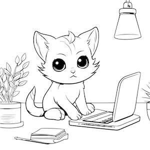 Cozy Cat Coloring Pages – Printable Bundle of 33 Cute Cat Illustrations ...