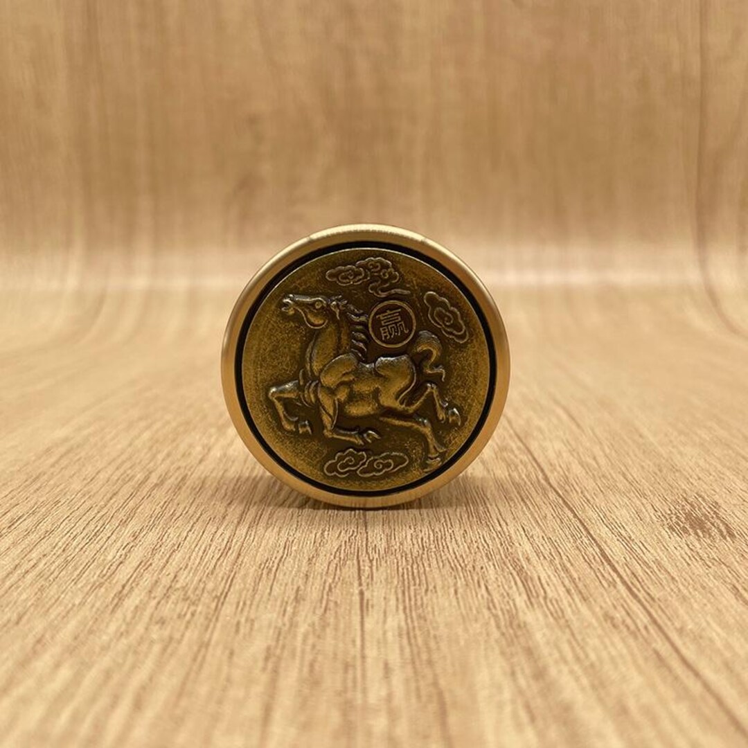 Brass Mahjong Fidget Spinner With Horse and Treasure Design – Lucky ...