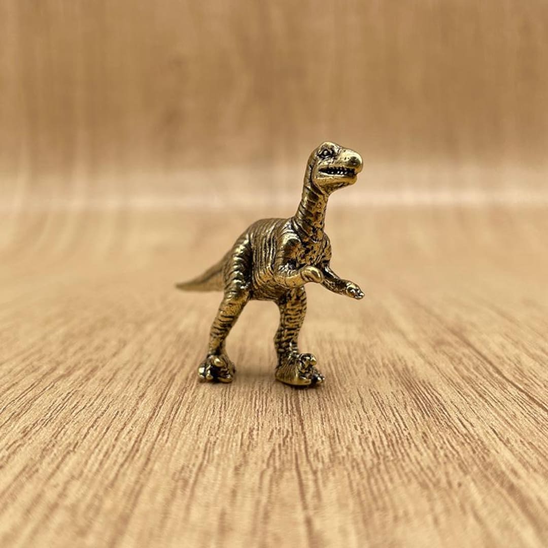 Solid Brass Velociraptor Figurine | Miniature Dinosaur Statue for Desk ...