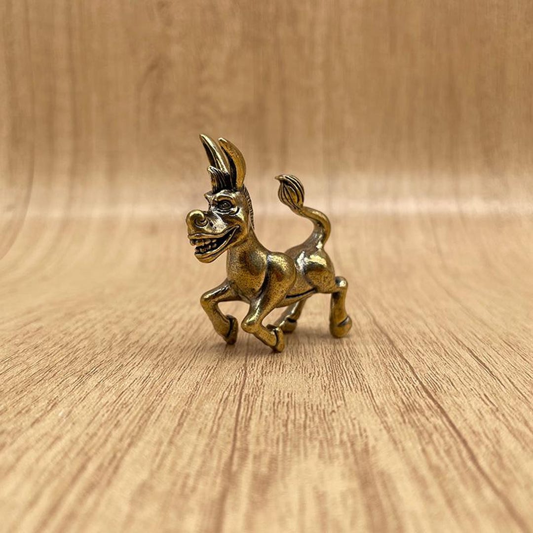 Vintage Brass Donkey Figurine With Playful Smile – Humorous Desk ...