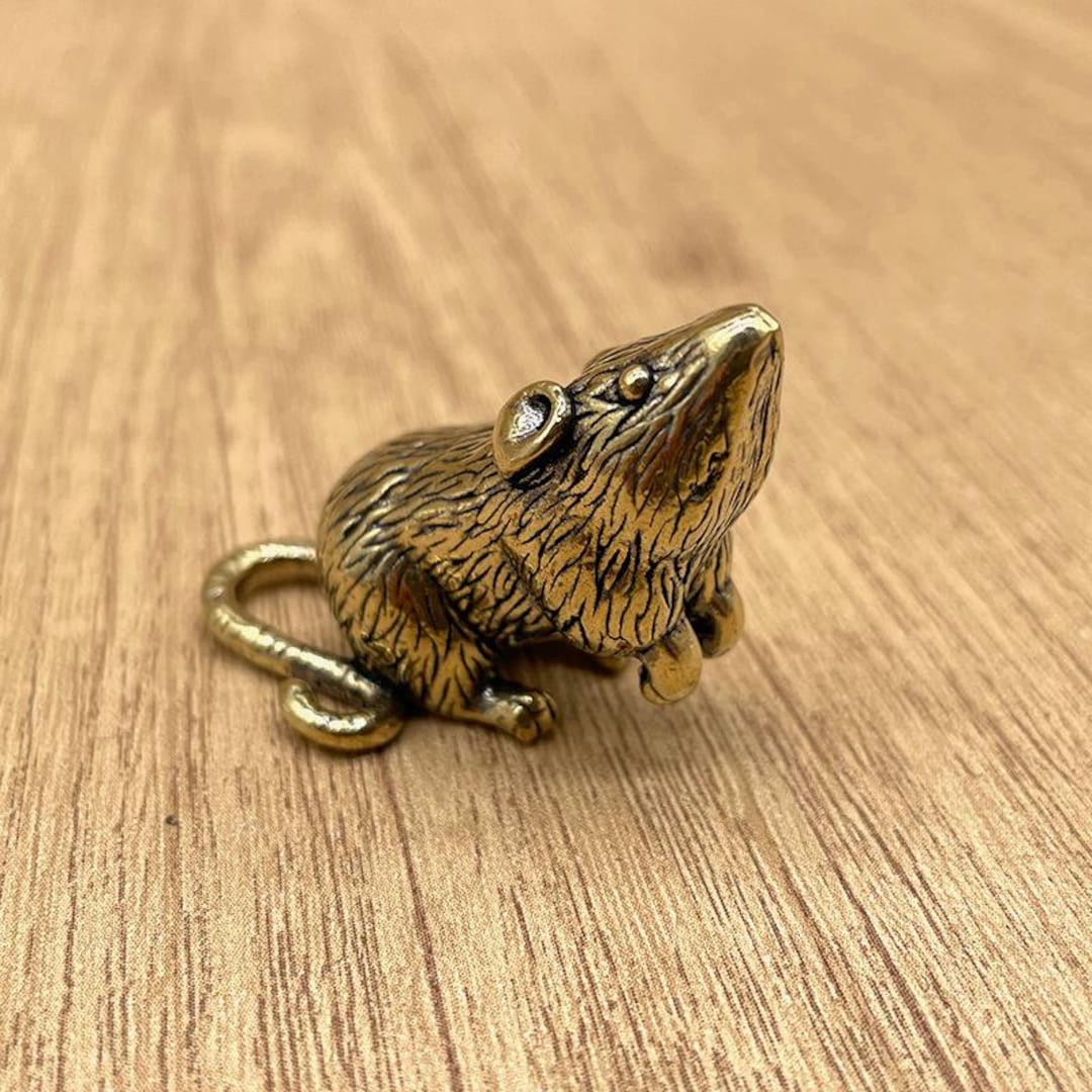 Brass Rat Figurine | Zodiac Rat Statue for Wealth and Wisdom | Copper ...