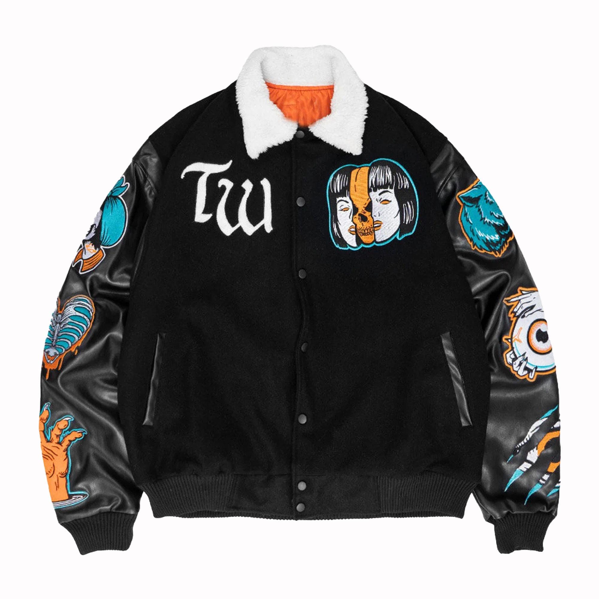 Grim Reaper Varsity Jacket Gothic Embroidered Streetwear Bomber Unisex ...