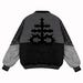 Gothic Varsity Jacket: Vegan Leather Sleeves, Embroidered Tribal Motifs ...