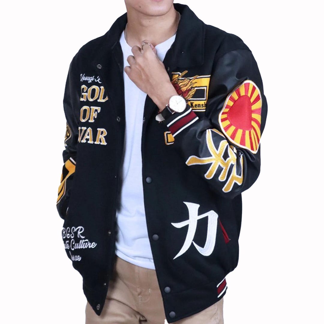 Red Dragon Embroidered Varsity Jacket Japanese Streetwear Bomber Unisex ...