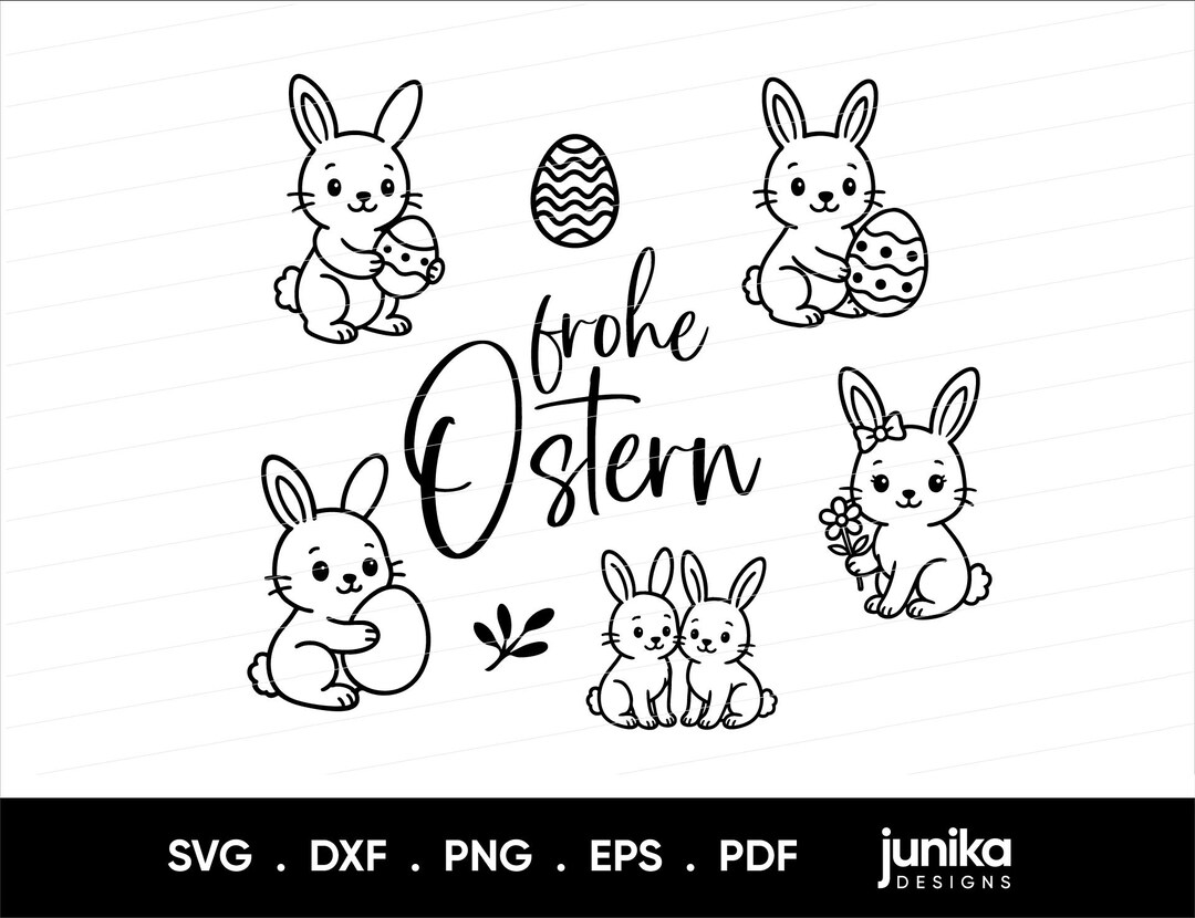 Oster Hasen SVG EPS DXF, Plotterdatei Hase süß, Osterdeko diy, Lasercut ...