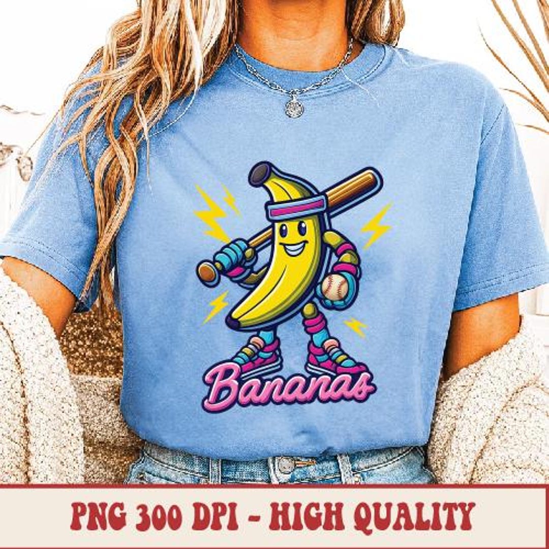 Let's Go Bananas Baseball Png, Sports Team Mascot Funny Banana Playing ...