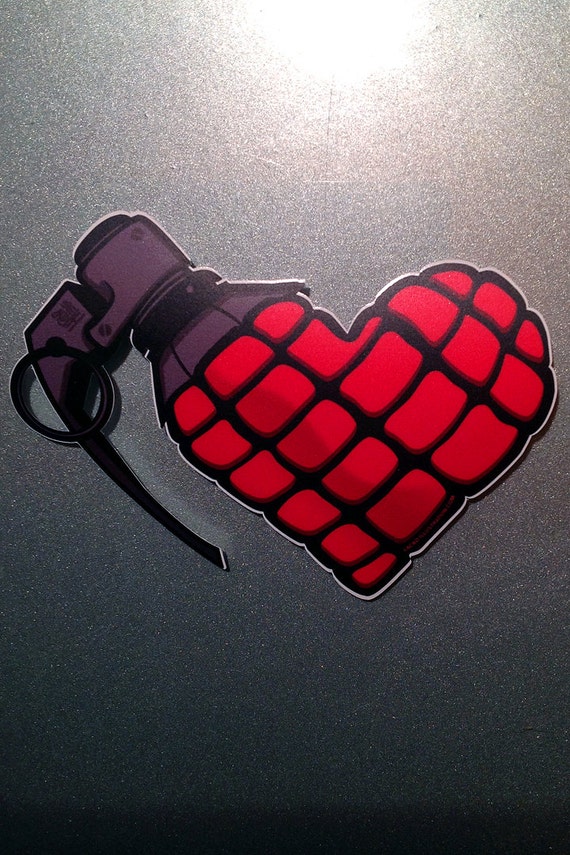 Love Bomb Full Color Heart Grenade Vinyl Decal / Sticker | Etsy