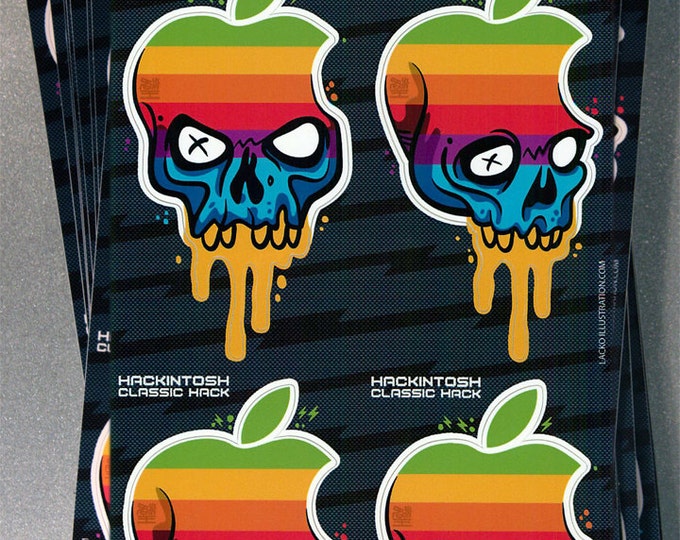 Hackintosh Apple Skull Logo Custom Mash up MacBook iPhone Laser Printed ...