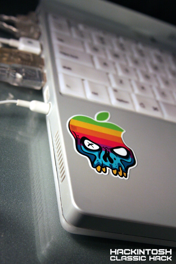 Hackintosh Apple Skull Logo Custom Mash up MacBook iPhone Laser Printed ...