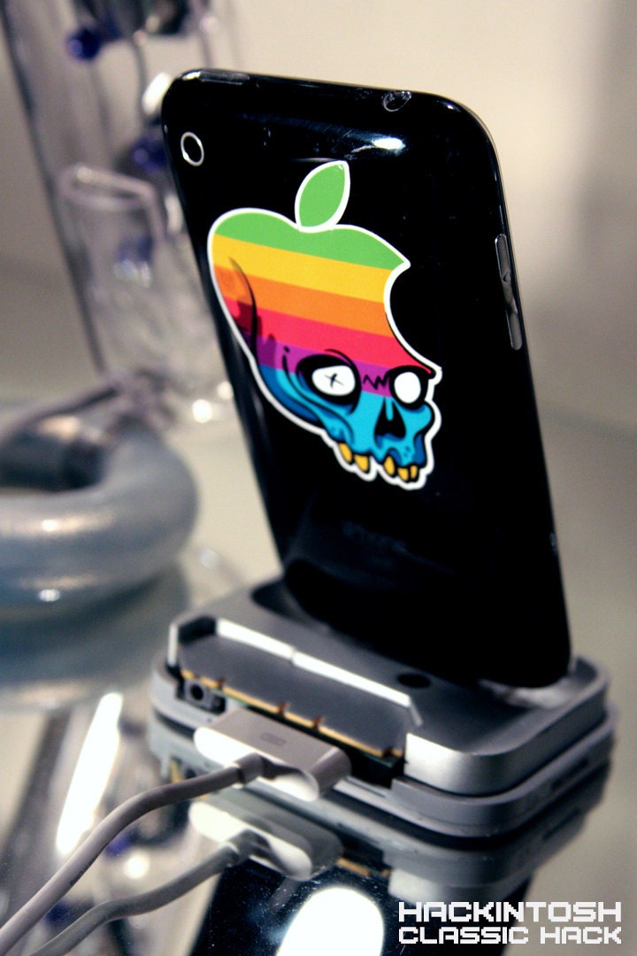 Hackintosh Apple Skull Logo Custom Mash up MacBook iPhone Laser Printed ...