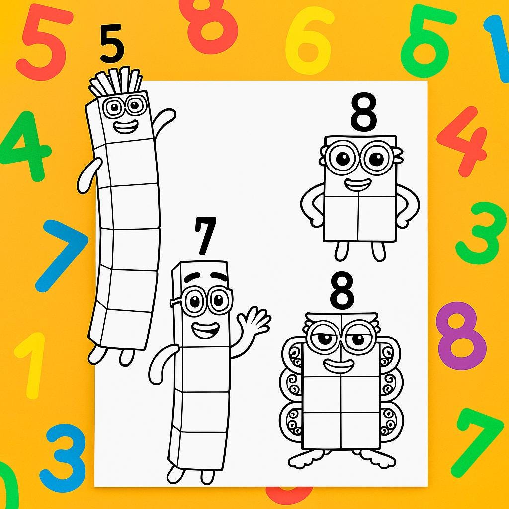 Numberblocks Coloring Book | Educational Printable PDF | Preschool Math ...