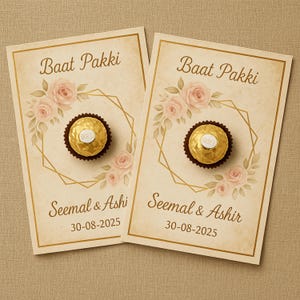 Floral Baat Pakki Invitation Chocolate Cards | Personalized Engagement ...