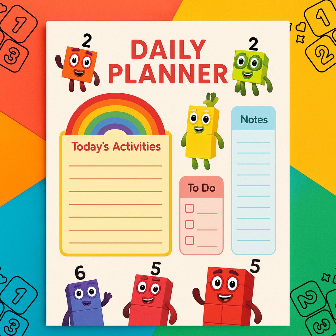 Numberblocks Kids Planner Bundle: Chore Chart, Coloring Sheets (PDF ...