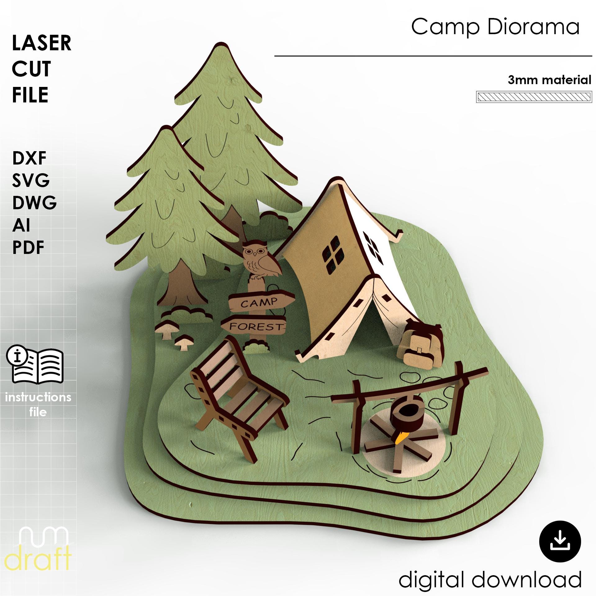 Camp Diorama Laser Cut File – Digital Download - Etsy