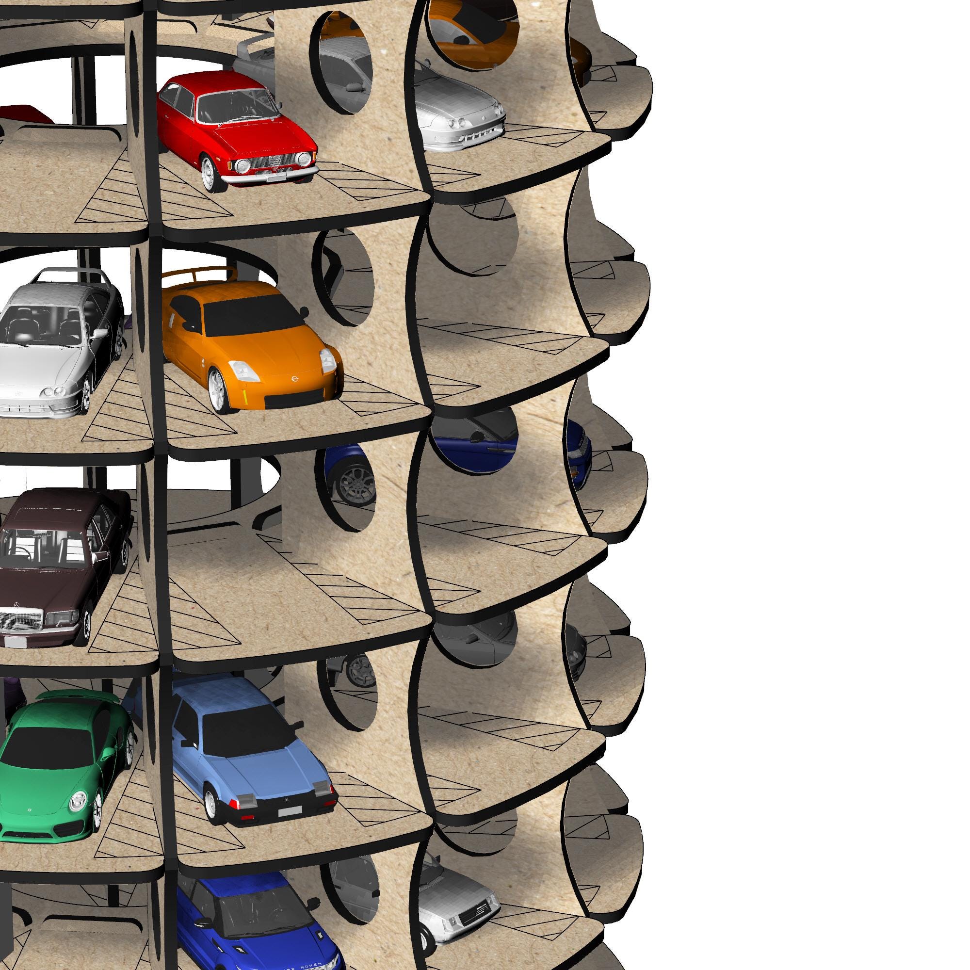 1/64 Diecast Car Parking Tower Garage Display, Laser Cut File - Etsy