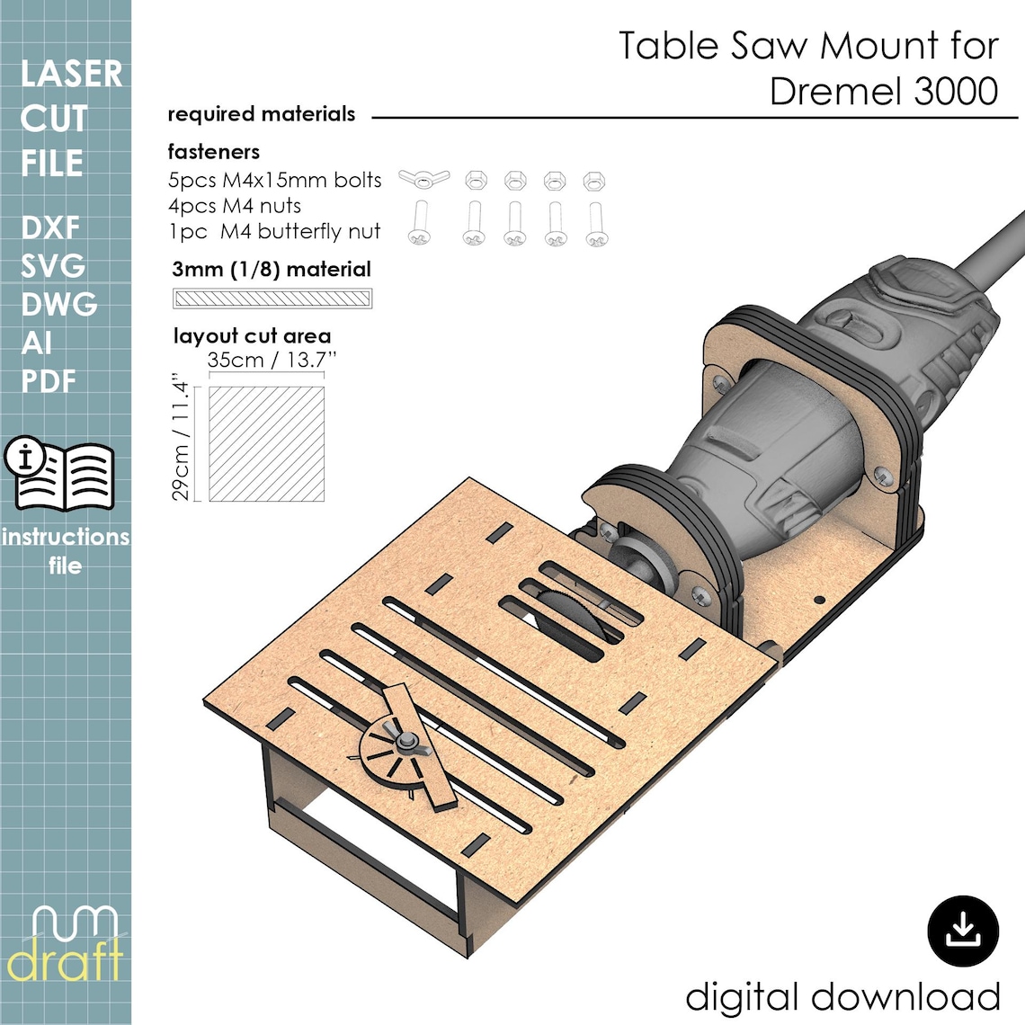 Dremel Saw Table Mount, Laser Cut File, Tool Organizer - Etsy
