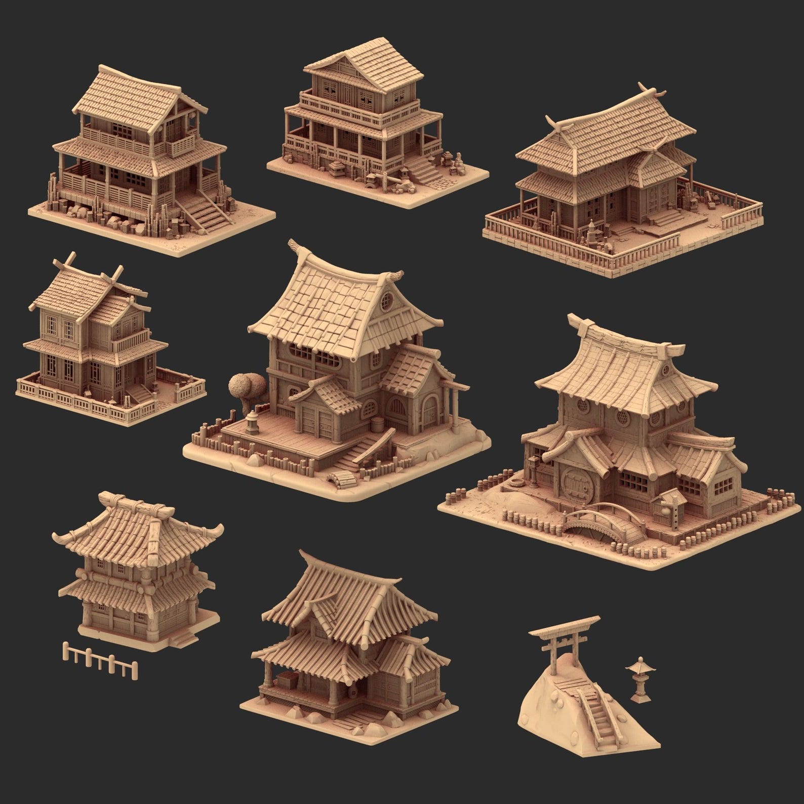 Stylized Japanese Architecture - Part 3 - X8 Buildings - Etsy