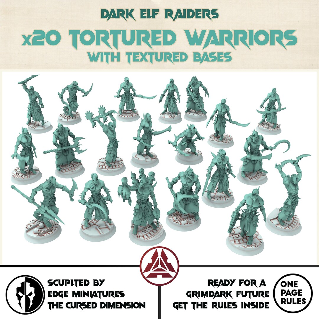 Dark Elf Raiders - X20 Tortured Warriors - Edge Miniatures - Etsy