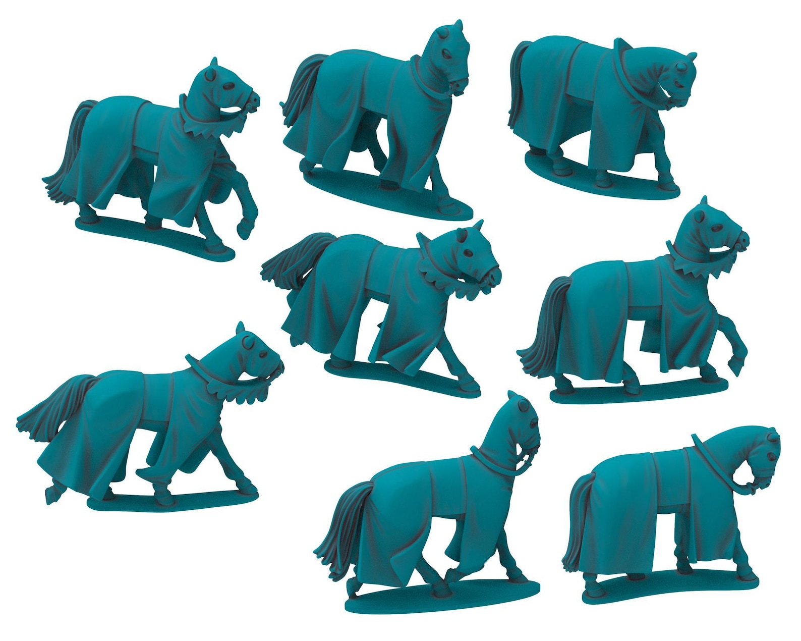 Cavalos medievais com caparison, miniaturas genéricas de 28 mm, Wargame ...