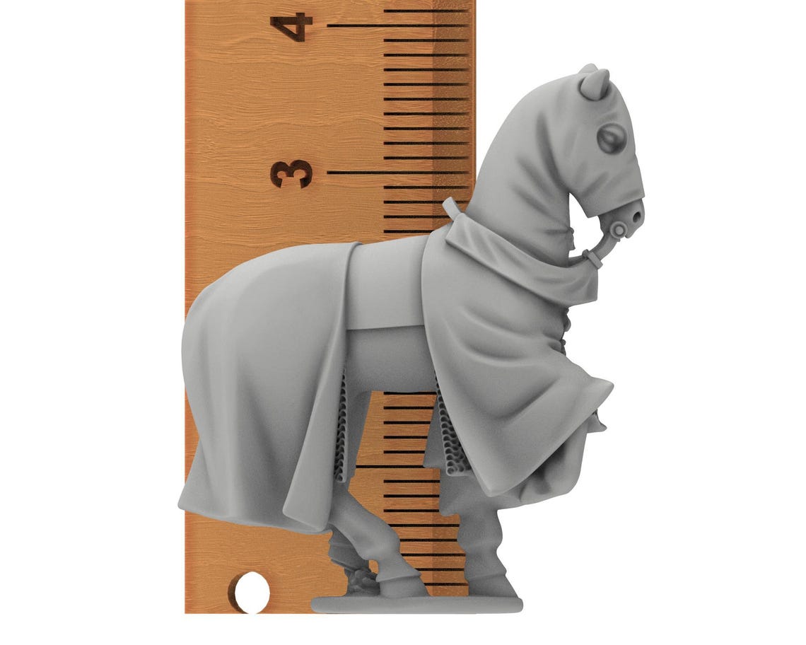 Cavalos medievais com caparison, miniaturas genéricas de 28 mm, Wargame ...