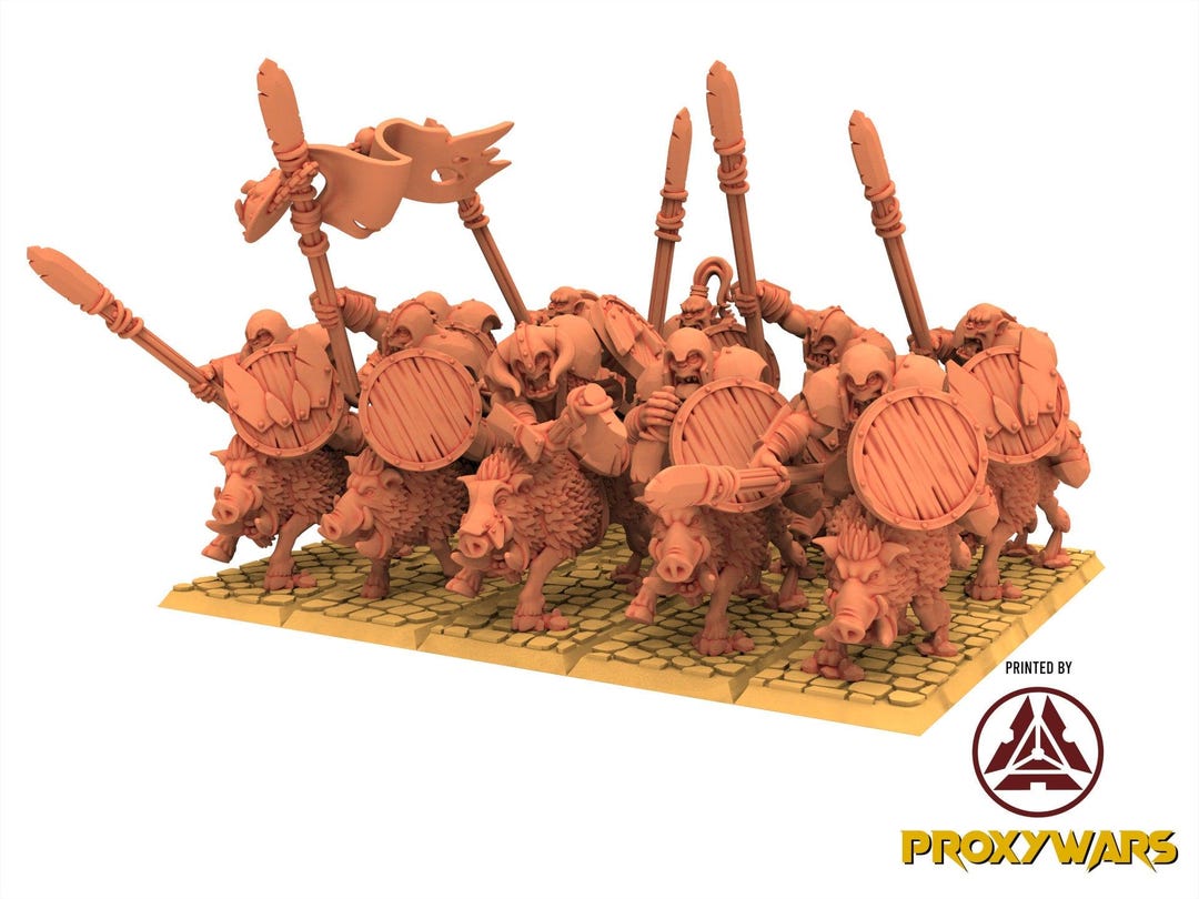 Orc & Goblin - Mounted Orcs on Boars - Highlands Miniatures - Etsy