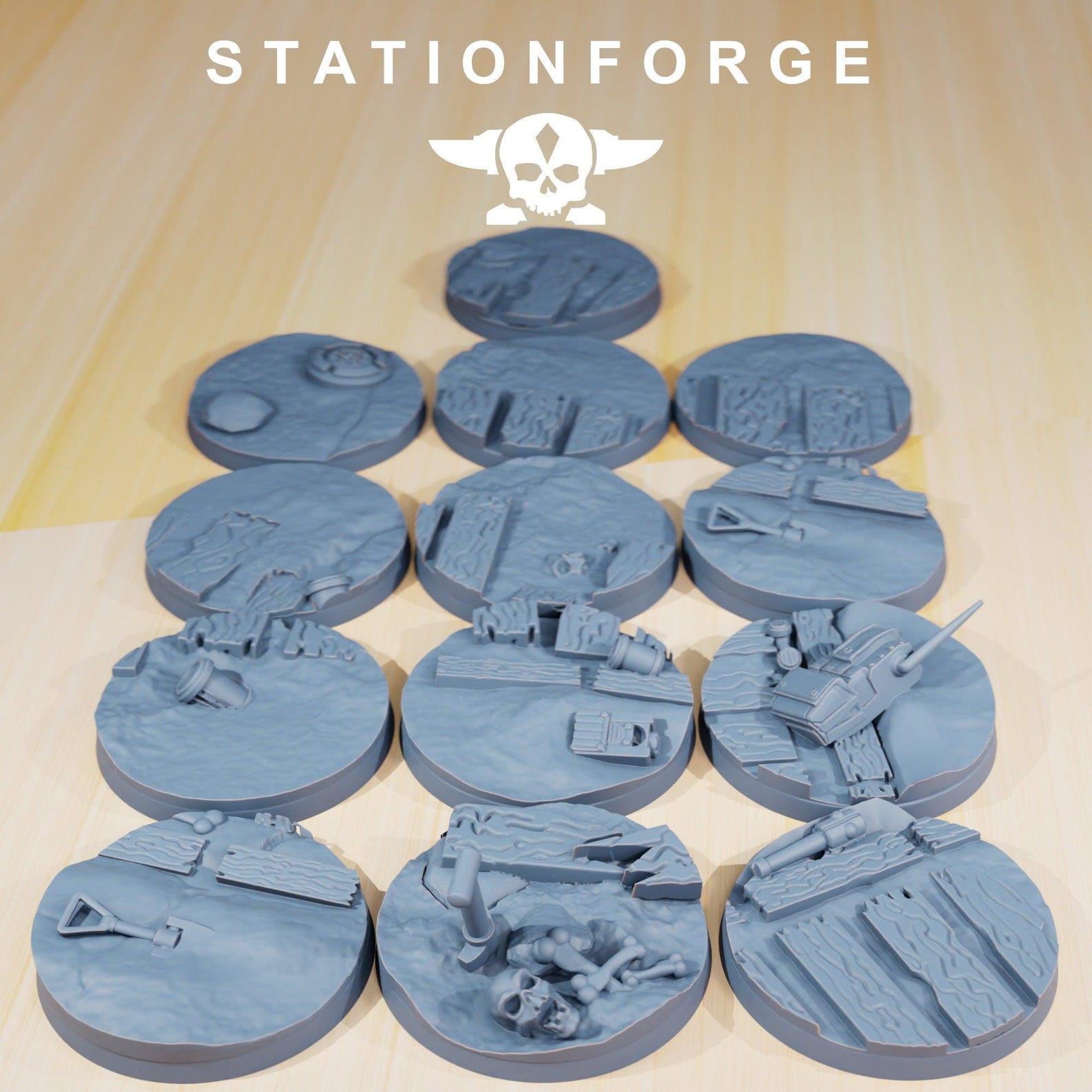 Trench - Lot of Trench Texture Round Bases for Miniatures, Size 25mm ...