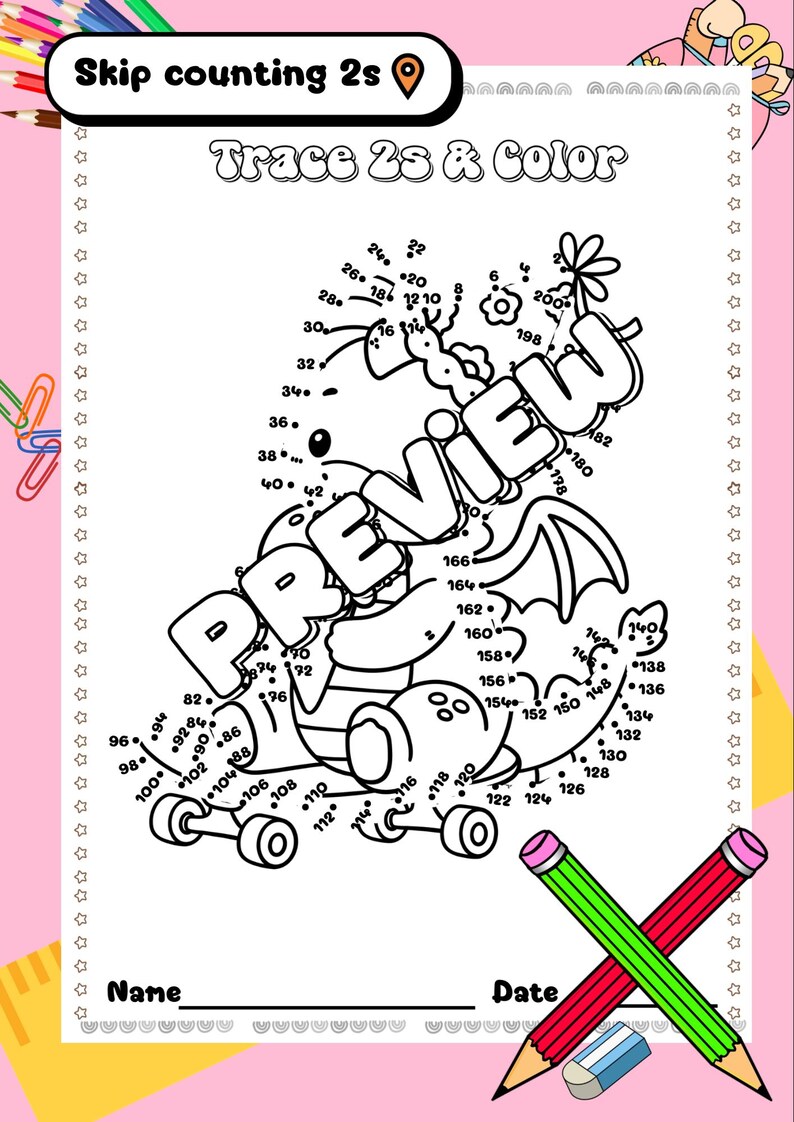 Skip Counting Dot-to-dot Dragons | Math & Coloring Worksheets | Count ...