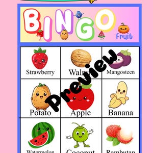 Fruit Bingo Game: Kindergarten Learning Activity - Etsy