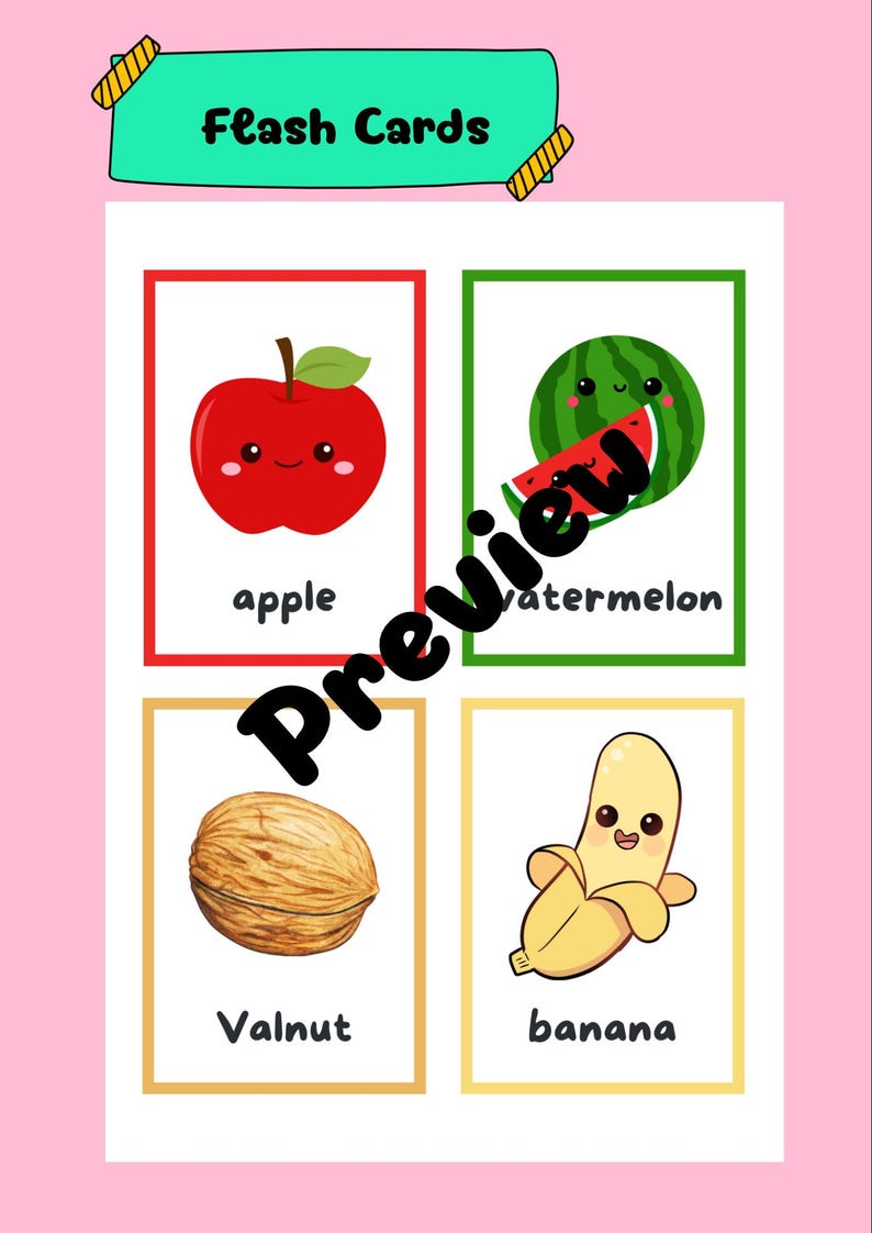Fruit Bingo Game: Kindergarten Learning Activity - Etsy