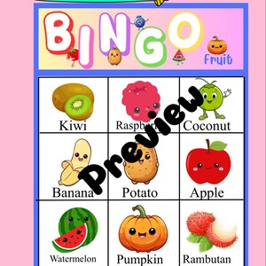 Fruit Bingo Game: Kindergarten Learning Activity - Etsy