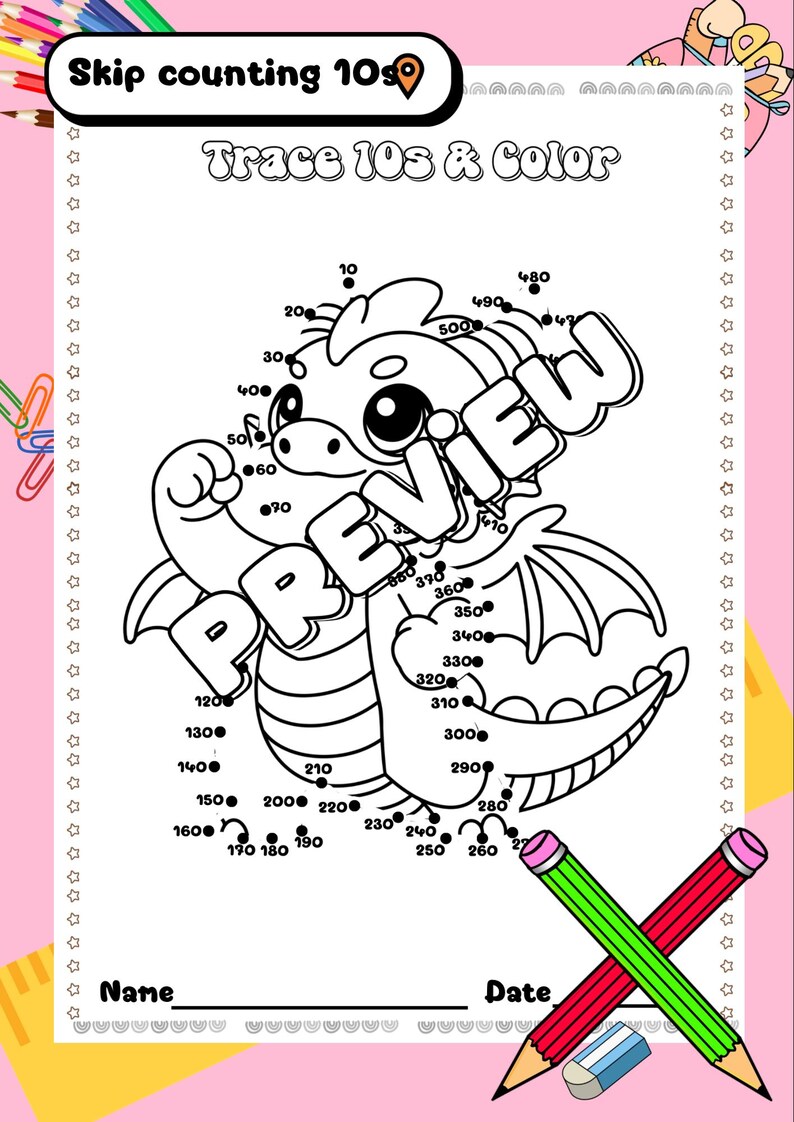 Skip Counting Dot-to-dot Dragons | Math & Coloring Worksheets | Count ...