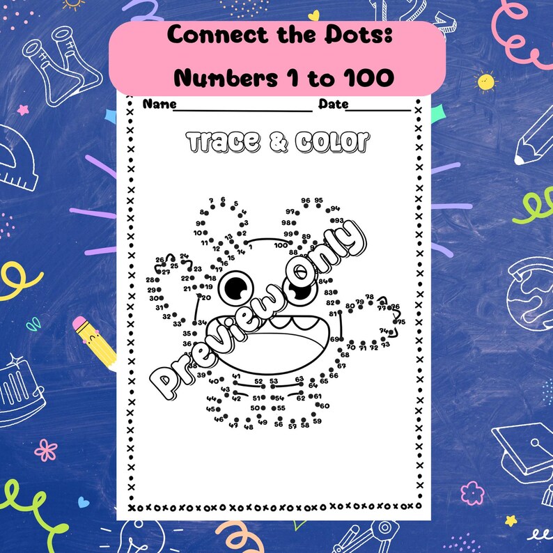 Monster Dot to Dot Worksheets | Numbers, Alphabet Tracing (PDF Pattern ...