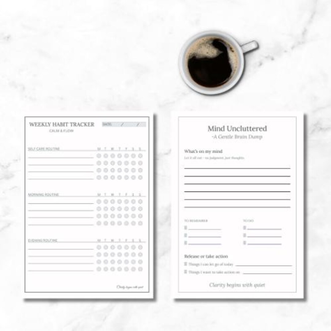 Clarity Kit - Printable Habit Tracker & Brain Dump for Intentional ...