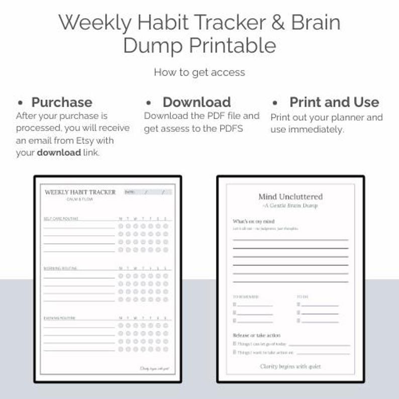 Clarity Kit - Printable Habit Tracker & Brain Dump for Intentional ...