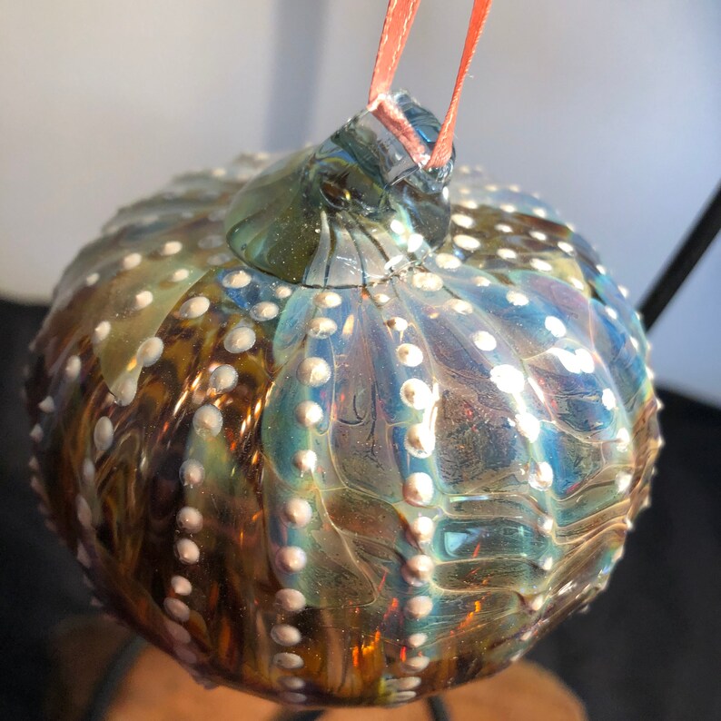 Hanging Handmade Blown Glass Sea Urchin Beautiful Iridescent Etsy