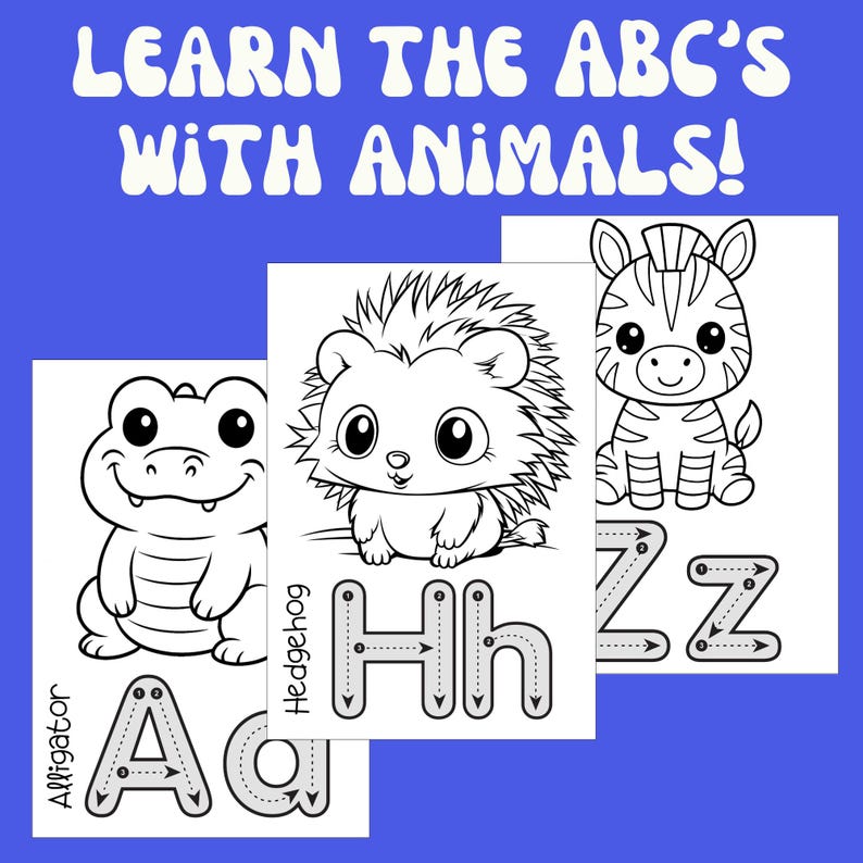 ABC Coloring Pages, Animal Alphabet Art, Preschool Printables, Kids ...