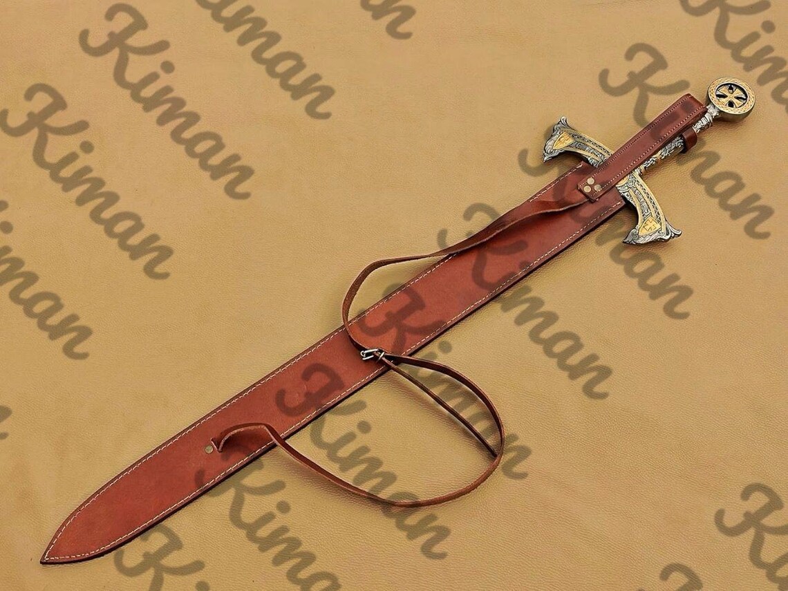 Handmade Templar Knight Sword – Engraved Medieval Replica Long Sword ...