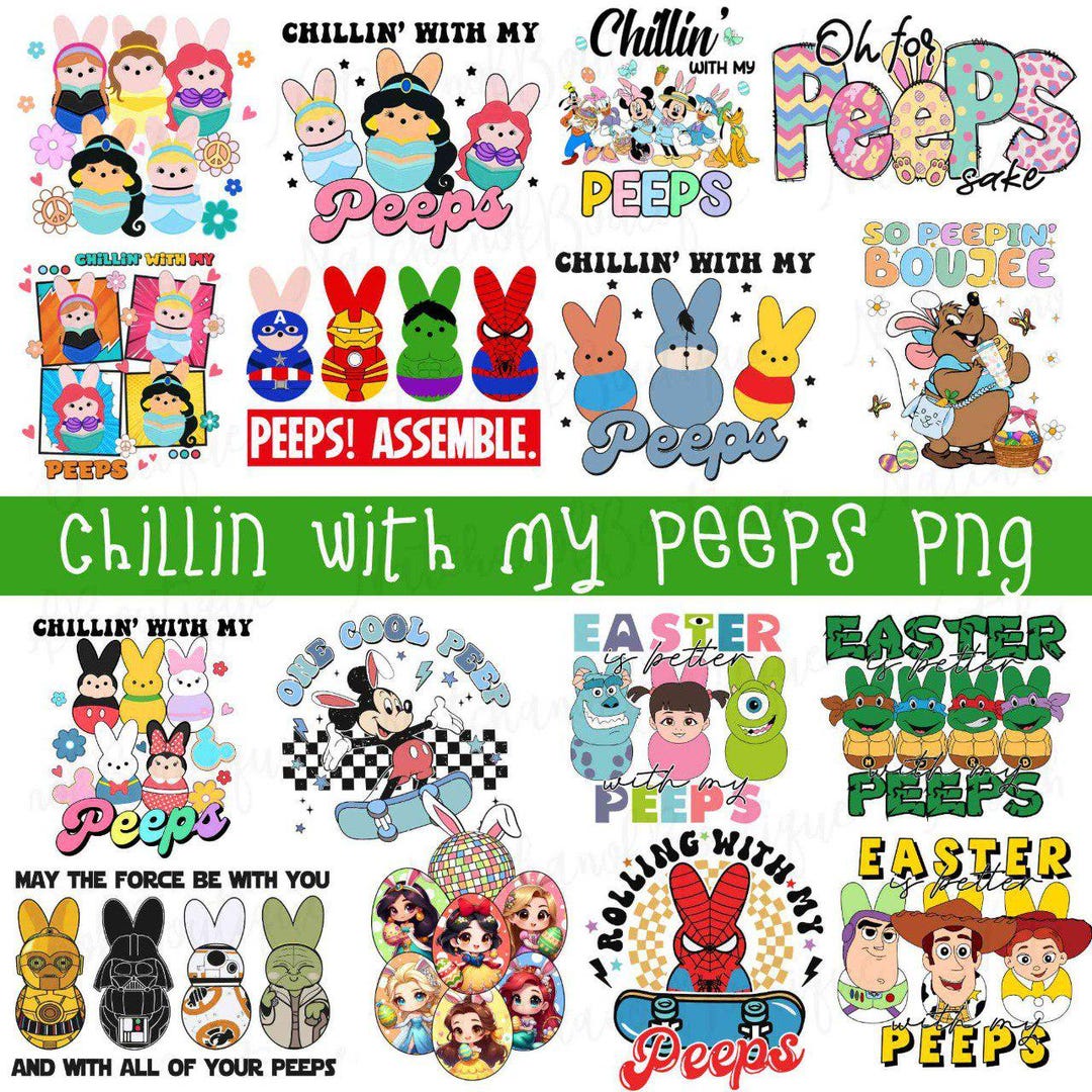 Funny Cartoon Easter Png Bundle, Easter Peeps Cartoon Png, Chillin With ...