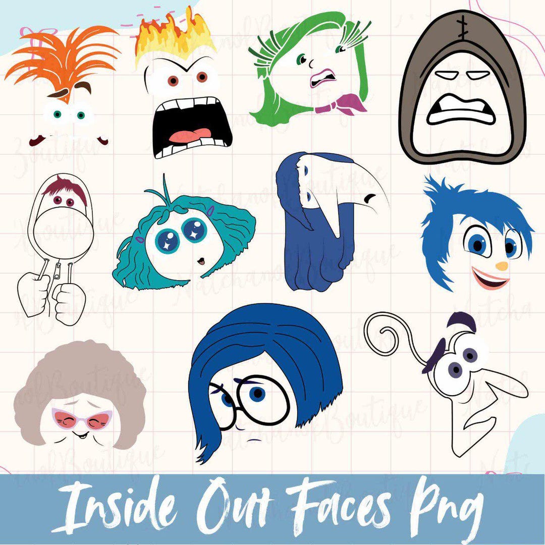 Inside Out 2 Character Faces Png Bundle, Inside Out Emotions Png, Dis ...