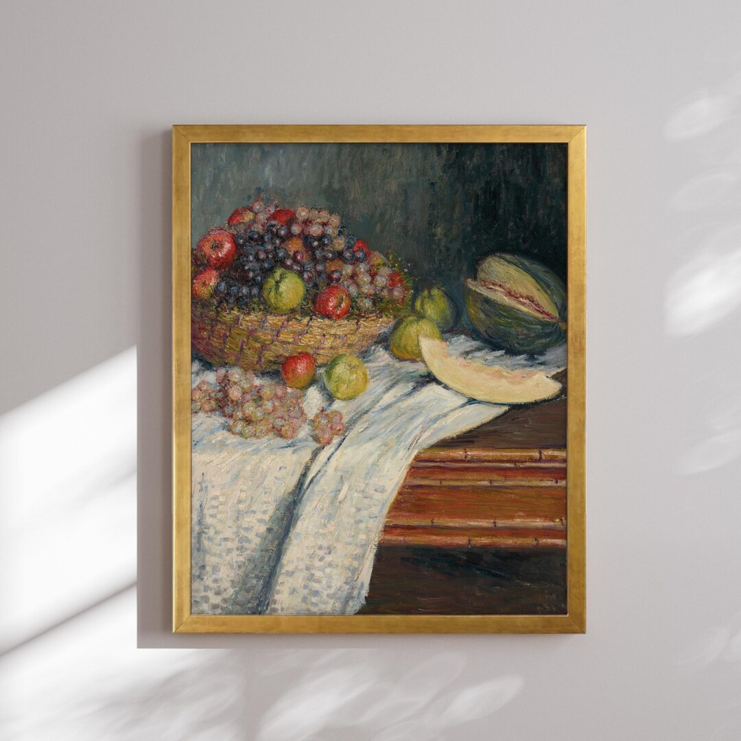 Monet Fruit Still Life Canvas Print: Vintage Kitchen Wall Art, Classic ...