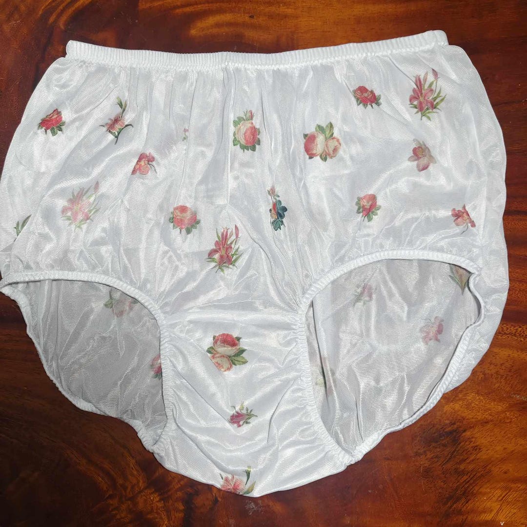 Vintage Floral Nylon Panties – Sheer White or Pink Lingerie – Retro ...